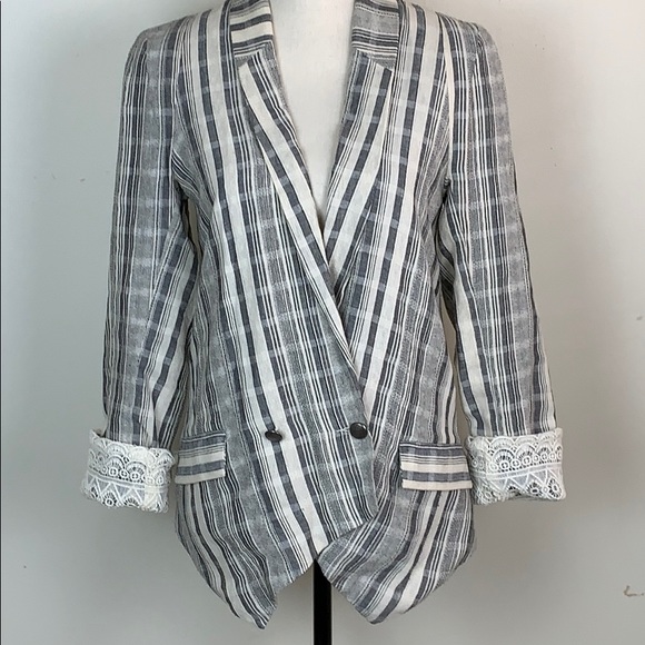 elevenses | Jackets & Coats | Elevenses Anthropologie Blazer Plaid Gray ...